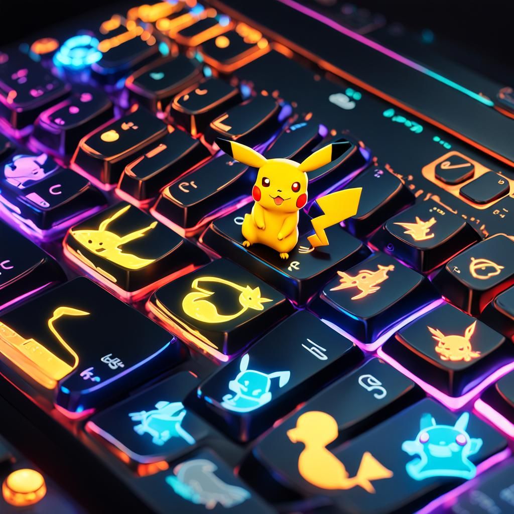 a technological keyboard with pokemon details