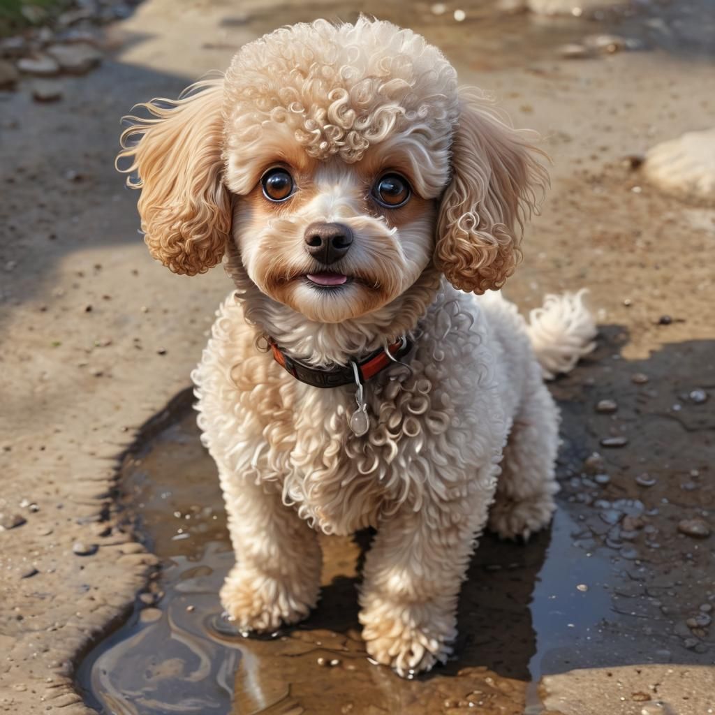 Poodle in a Puddle - AI Generated Artwork - NightCafe Creator