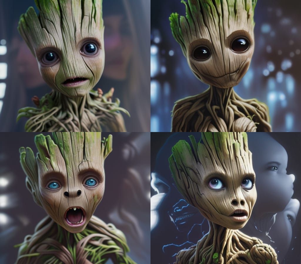 Baby Groot Alternate Moods - AI Generated Artwork - NightCafe Creator