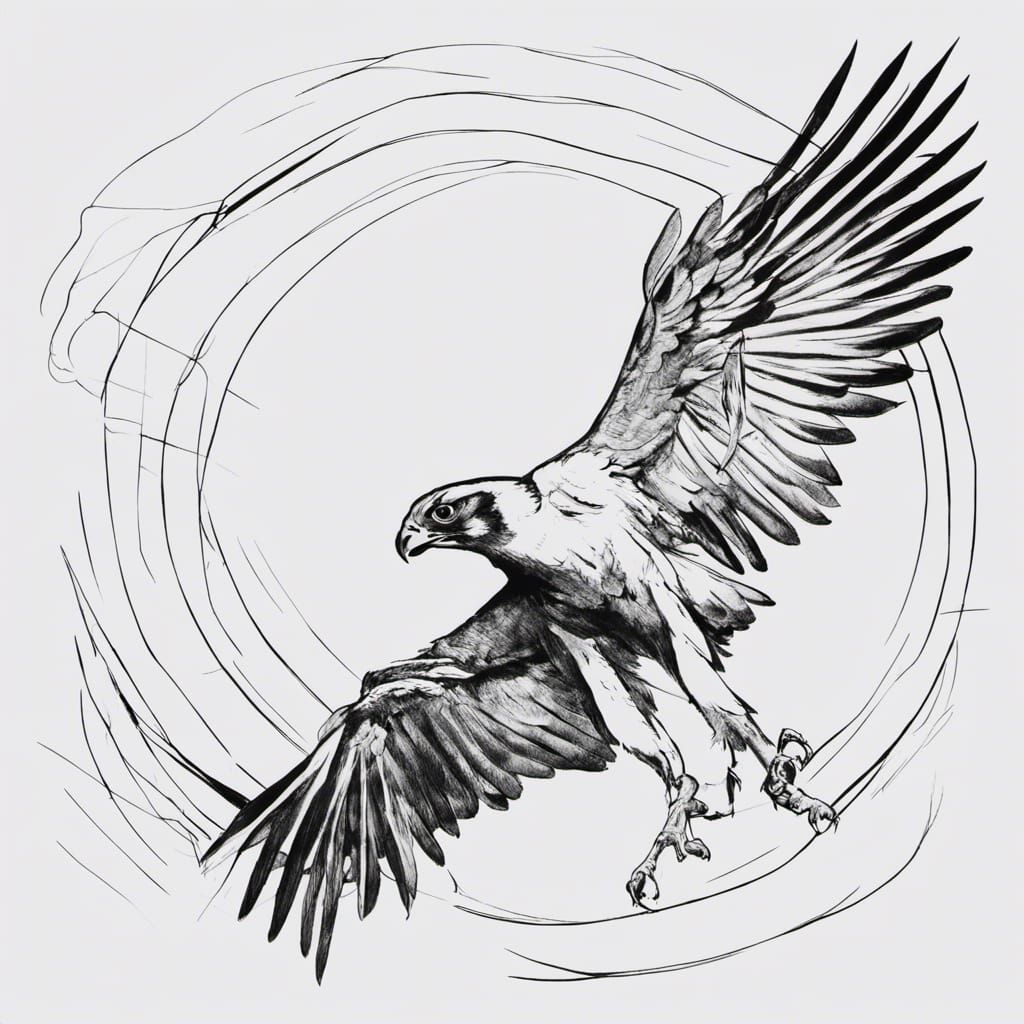 Flying falcon drawing - AI Generated Artwork - NightCafe Creator