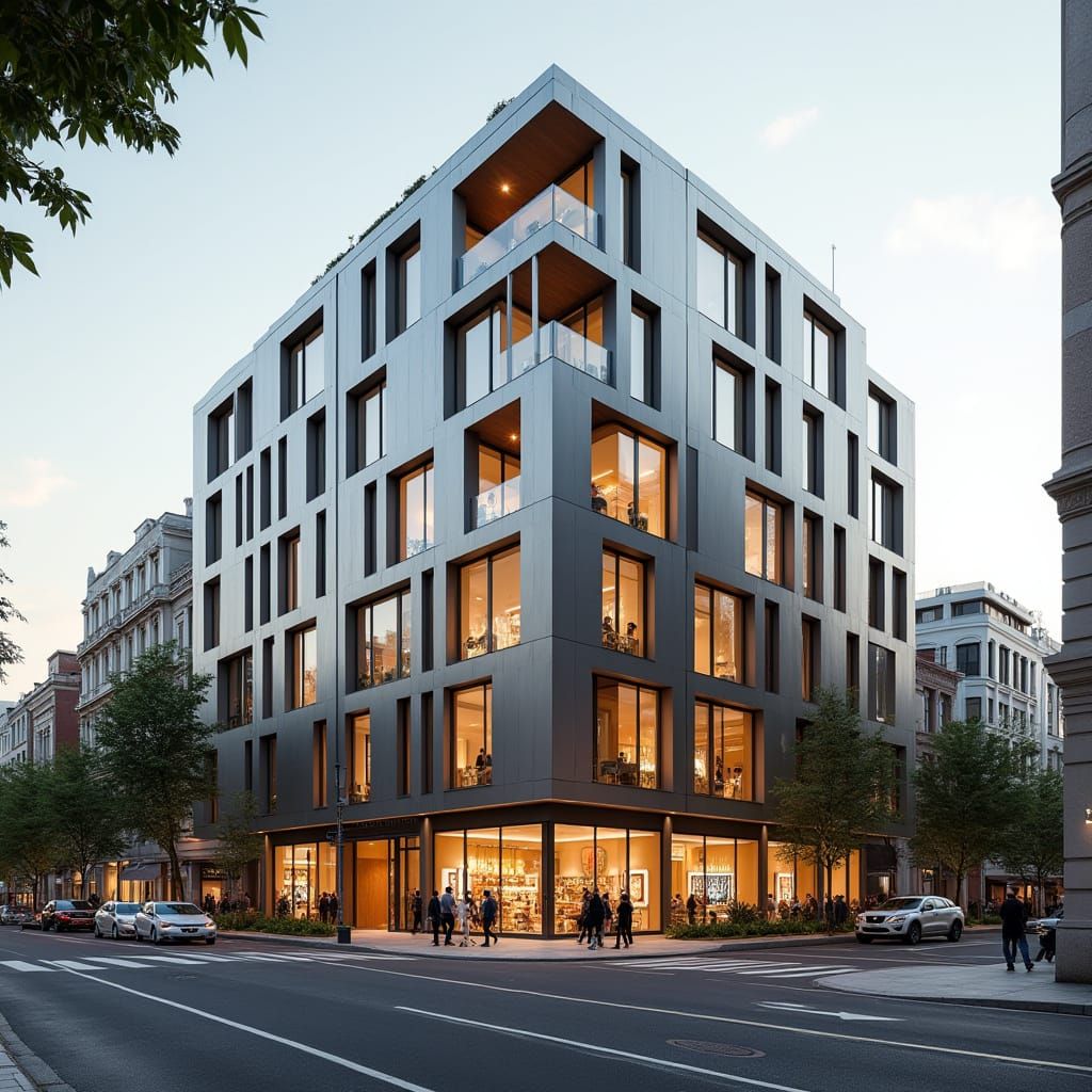 Stunning Modern Mixed-Use Building in Urban Citysc... - AI Art