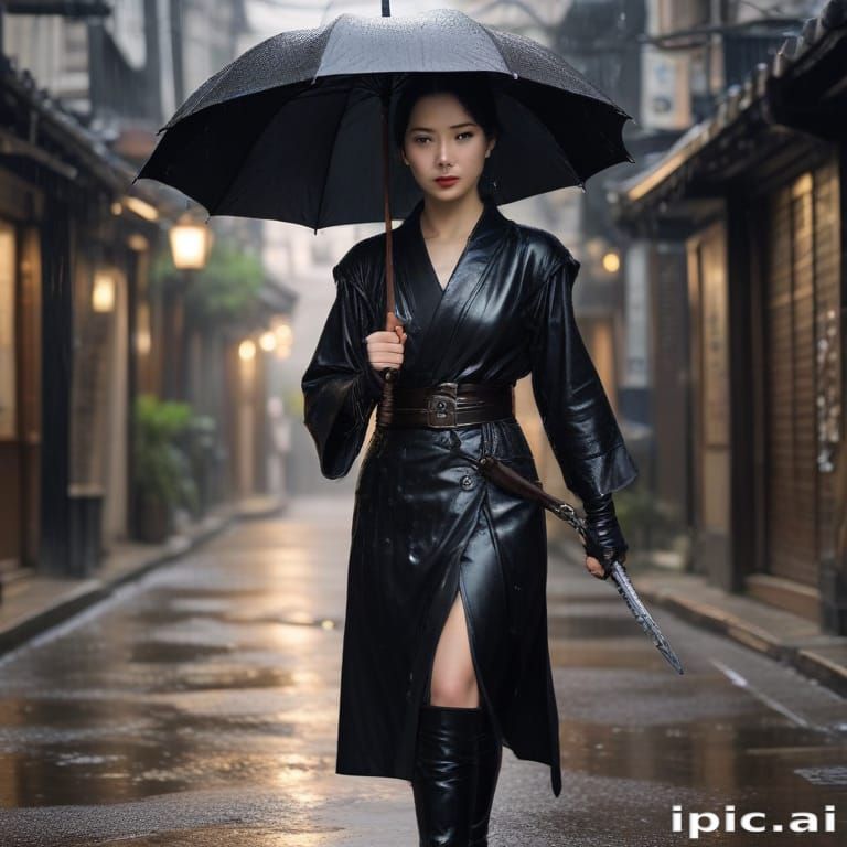 Female japanese assassin in a leather outfit, scene development - 7 ...