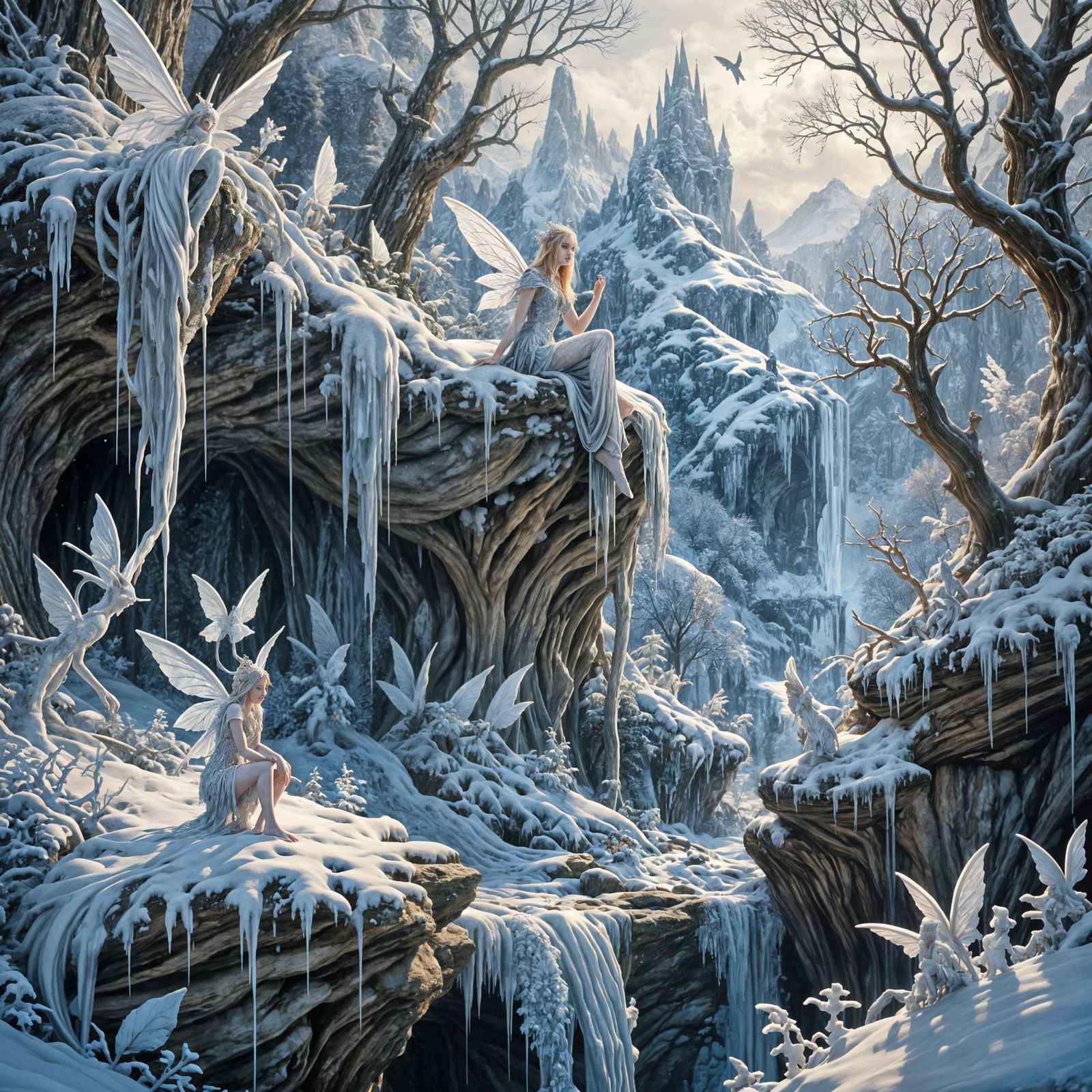 Fantasy winter kingdom - Winter Wonderland of White Faeries ...