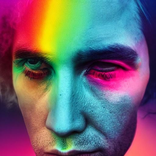 Rainbow synthwave 2099 with black outlines - AI Generated Artwork ...