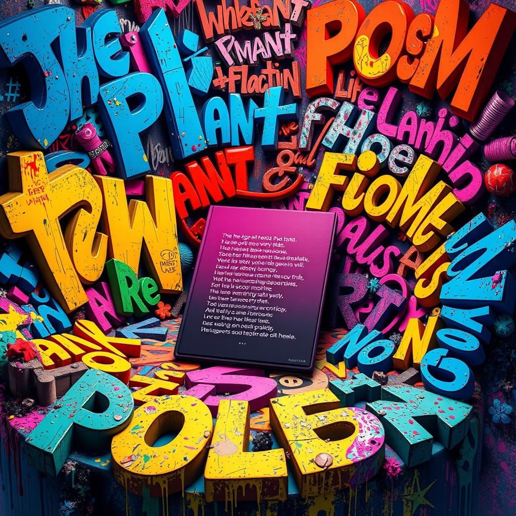 Words in Motion: A Dynamic Poem Scene - AI Art