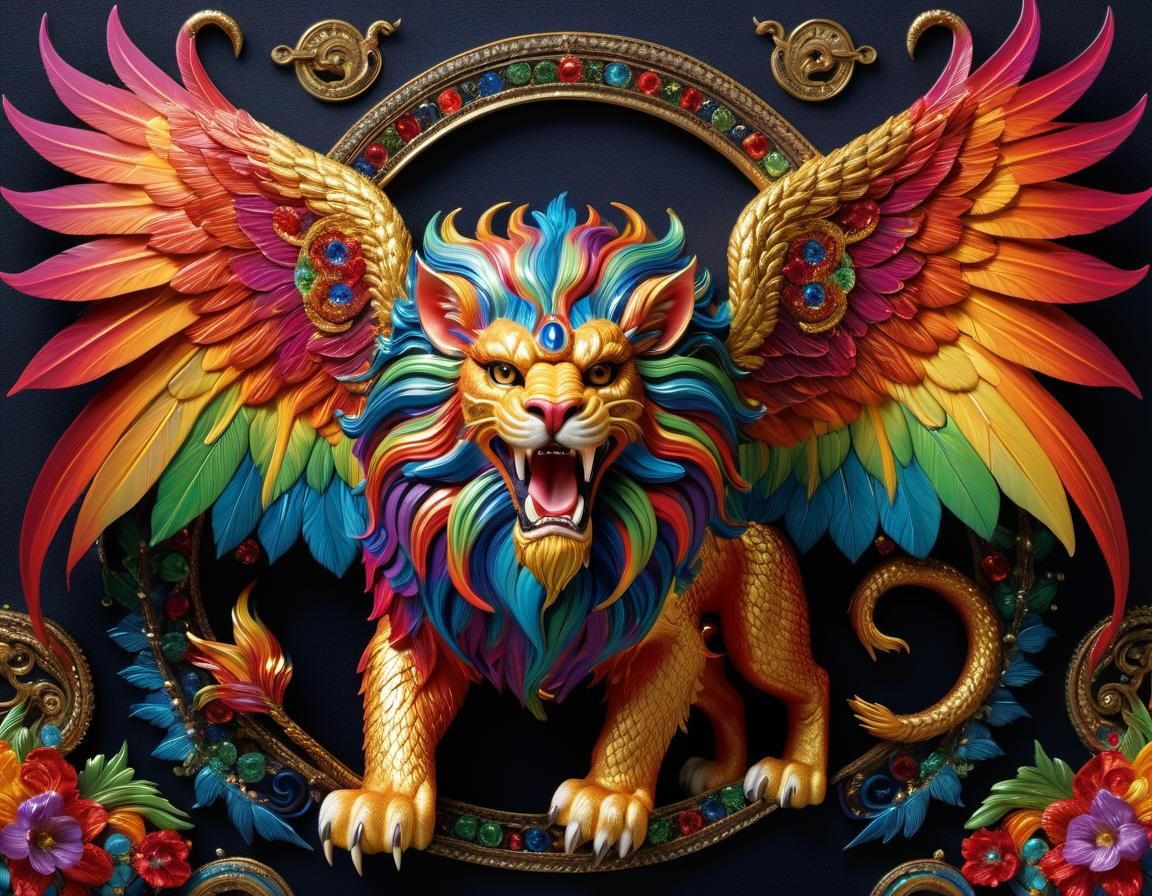 Rainbow manticore - AI Generated Artwork - NightCafe Creator