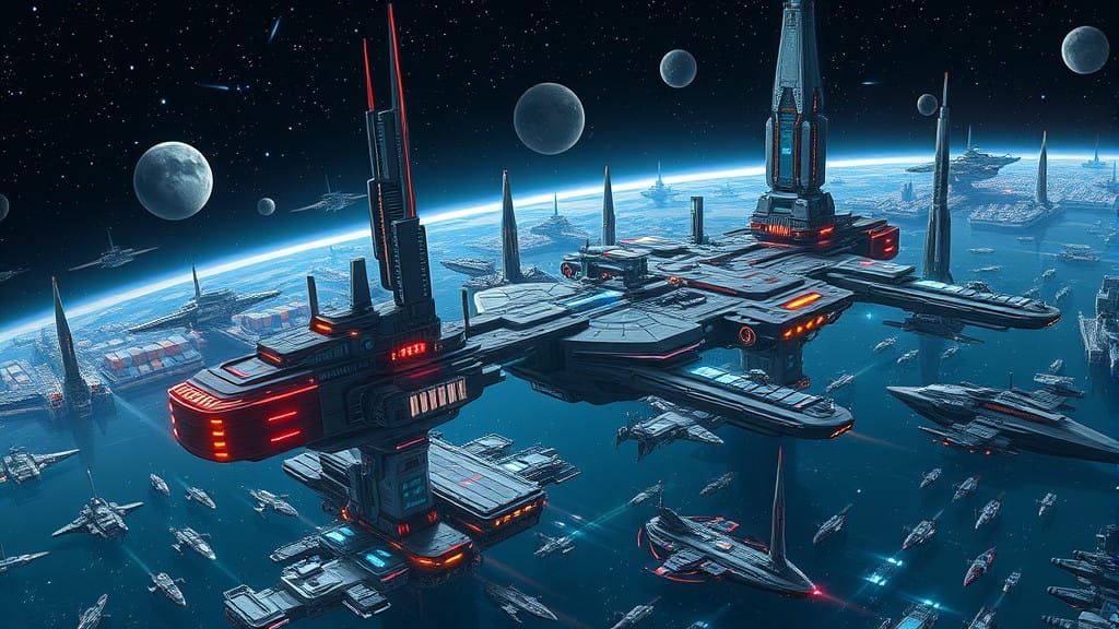 Galactic Metropolis in Starry Expanse, Inspired by... - AI Art