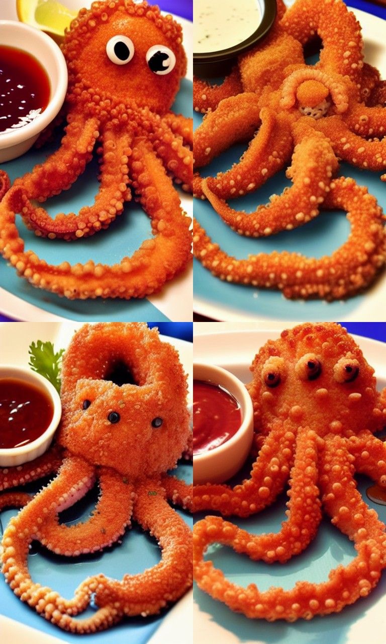 Breaded Octopus with dipping sauce - AI Generated Artwork - NightCafe ...
