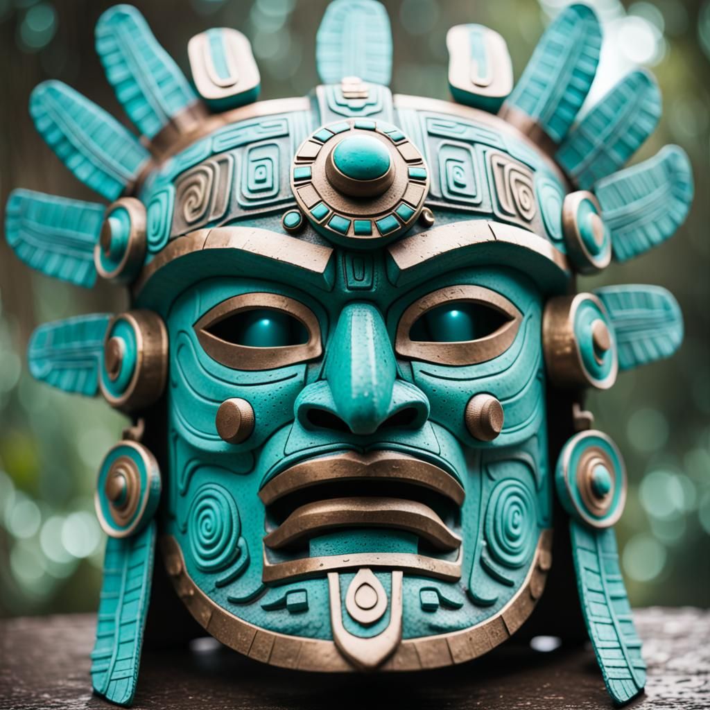 Aztec Turquoise Tlaloc the rain god Mask - AI Generated Artwork ...