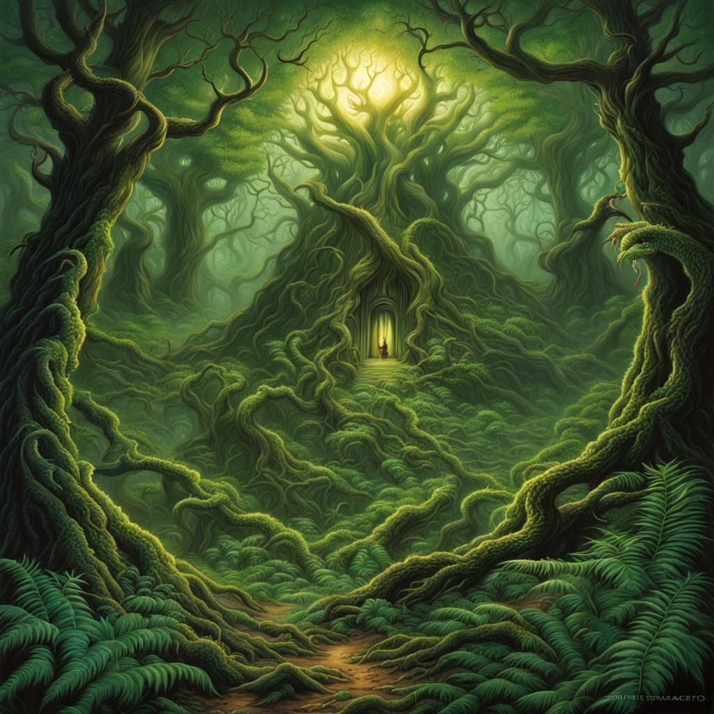Eldritch forest, cover art, style of Jay Anacleto - AI Generated ...