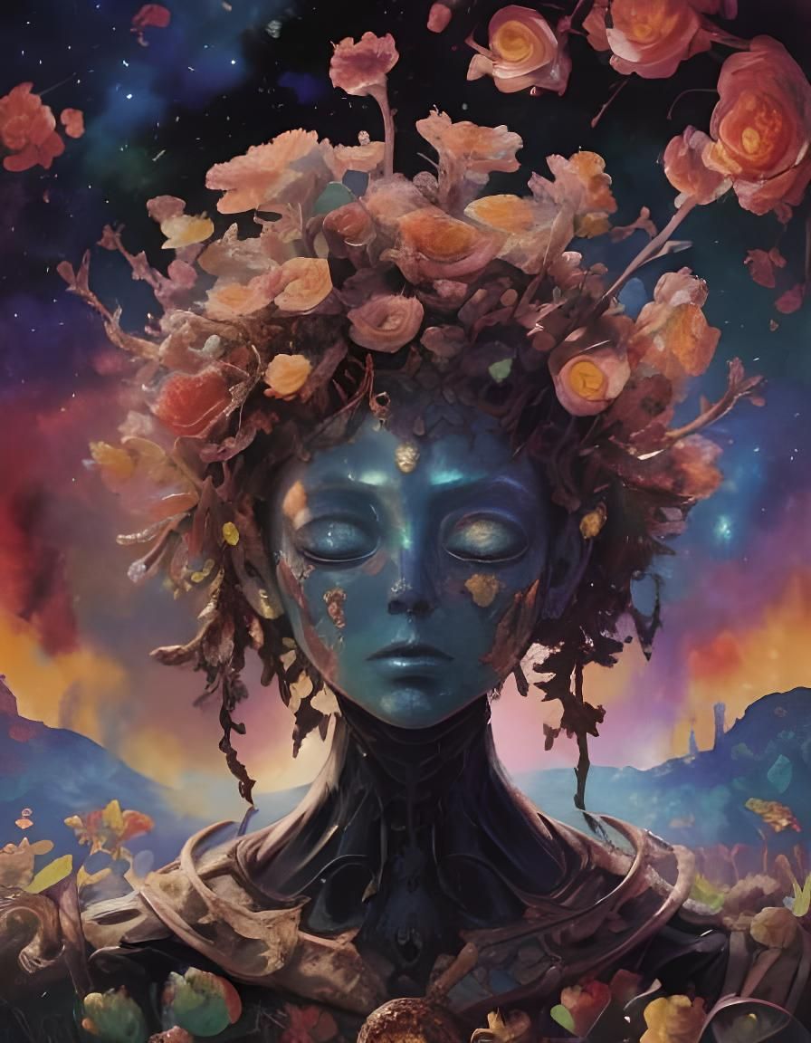 (beautiful aesthetic artwork of a lying sleeping, rusted, broken ...