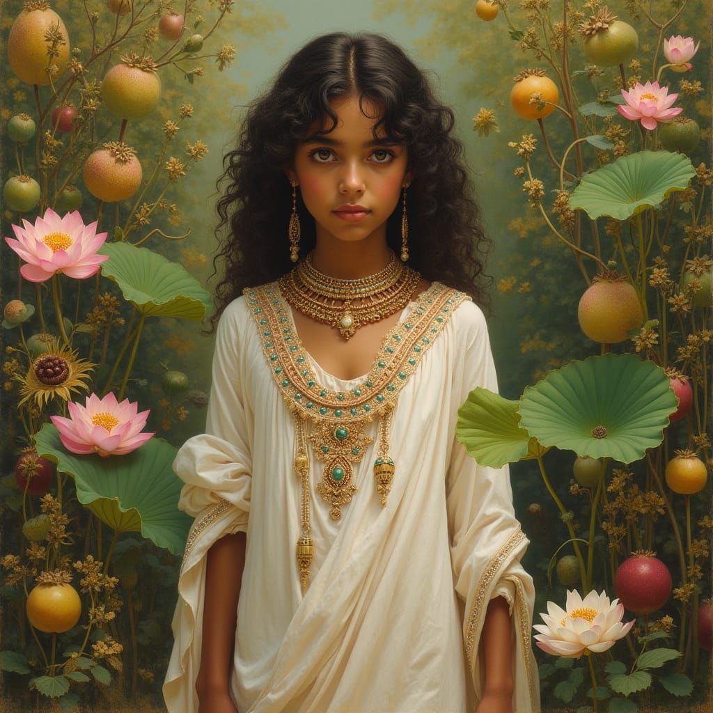 Egyptian bountiful girl - Egyptian Noblewoman in Vibrant Gar...