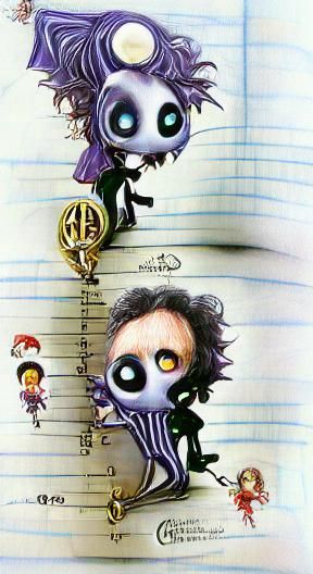 Chibi artwork by Tim Burton - AI Generated Artwork - NightCafe Creator