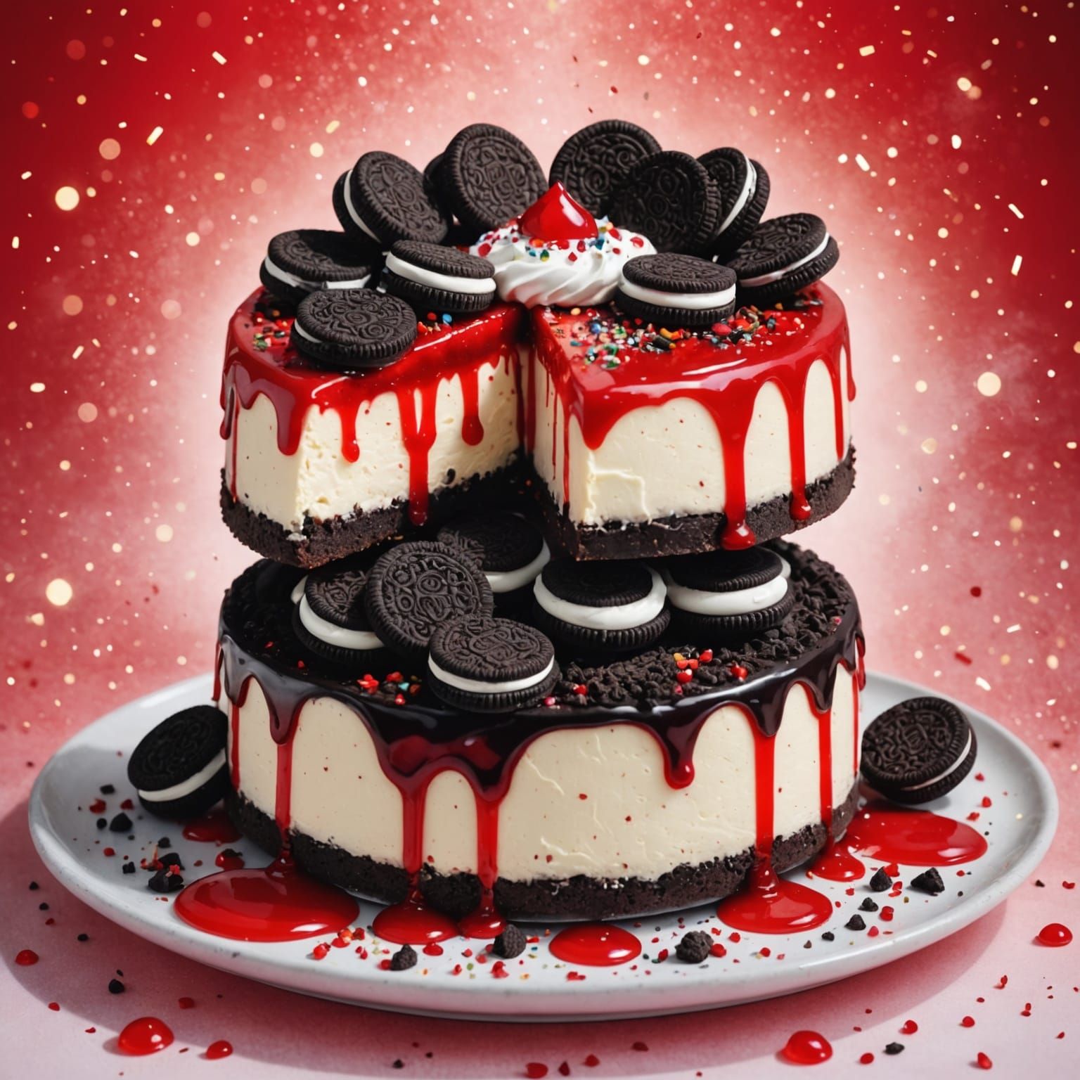 Oreo Cheesecake with Ruby Shine and Glitter in Dia... - AI Art
