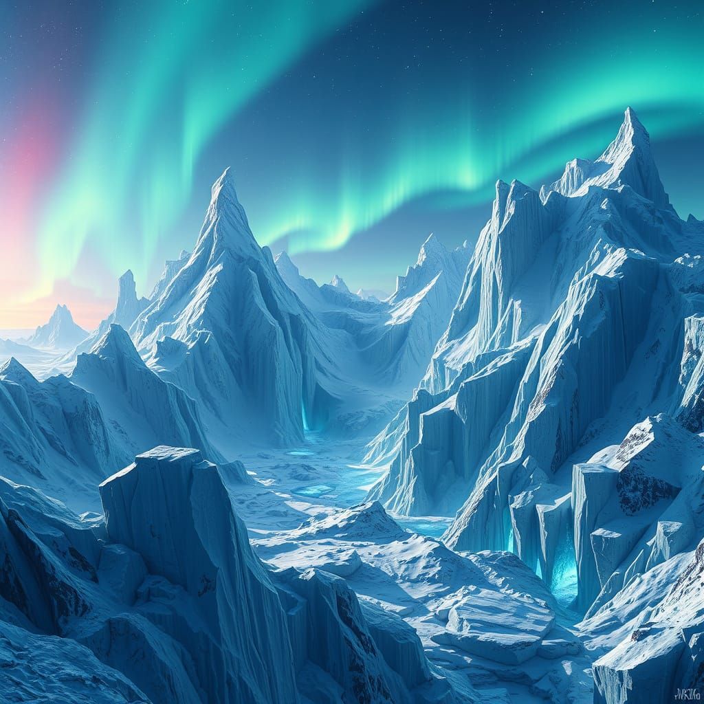Ice cap - Majestic Ice Cap Landscape in Vibrant, Dreamlike ...
