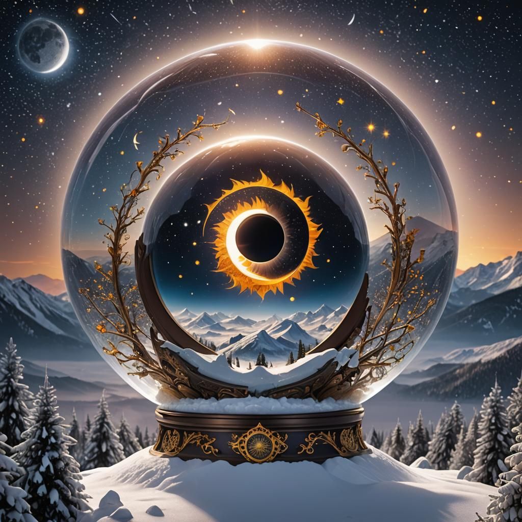 Eclipse Snow Globe - AI Generated Artwork - NightCafe Creator