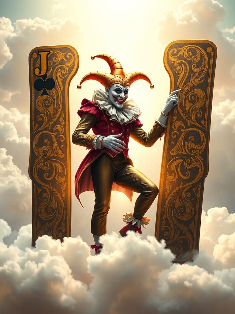 Jester card - Golden Jester Emerges from Whimsical Playing C...