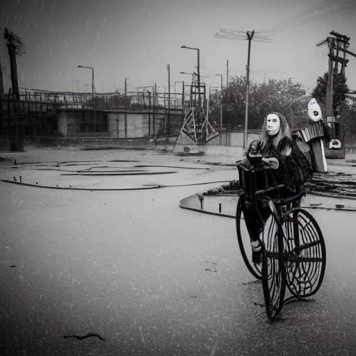 Goth Fashion Model in Apocalypse Landscape - AI Art