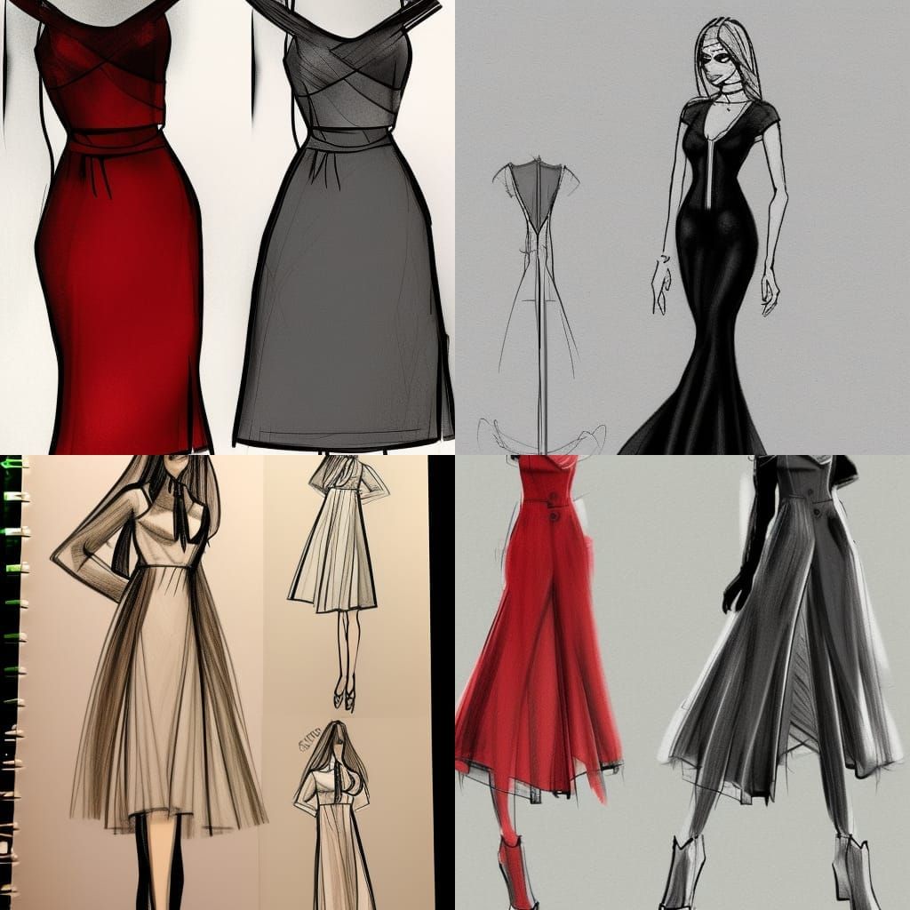 Fashion dress sketch in Nigel Xavier style - AI Generated Artwork ...