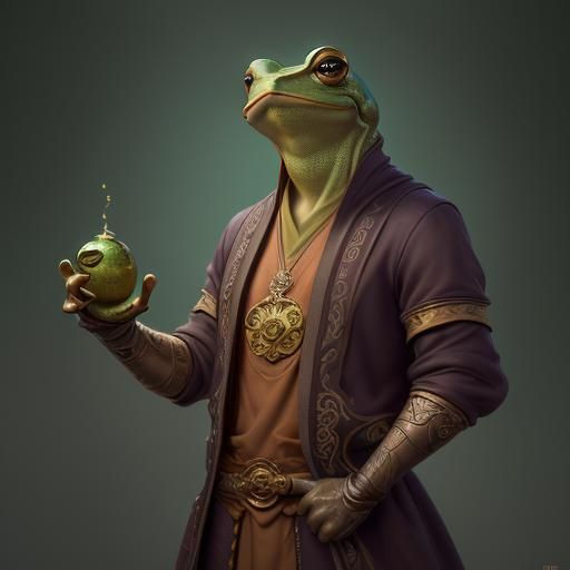 anthropomorphic gold frog monk - AI Generated Artwork - NightCafe Creator