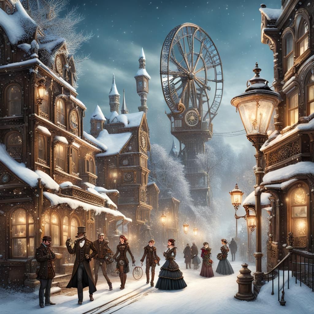 steampunk winter wonderland - AI Generated Artwork - NightCafe Creator
