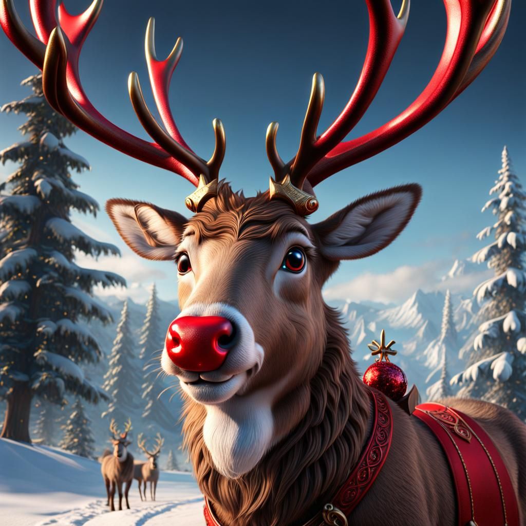 Rudolf the reindeer - AI Generated Artwork - NightCafe Creator