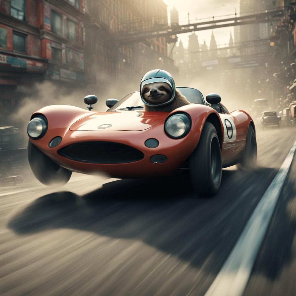 Sloth driving race car - AI Generated Artwork - NightCafe Creator