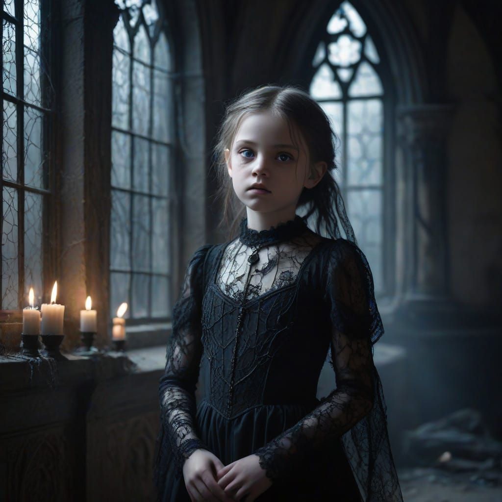 Hyper-realistic portrait photography. A gothic child of the Devil. Soft ...