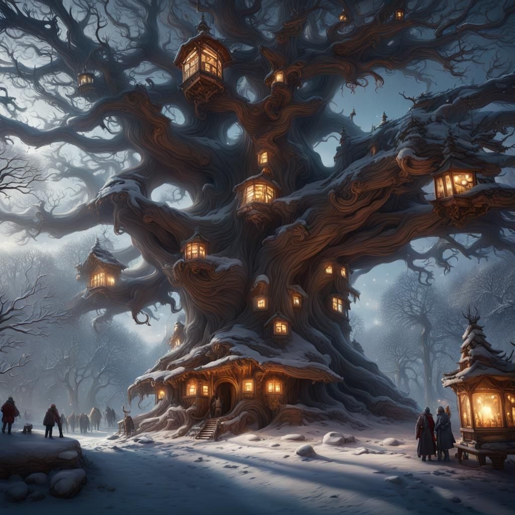 Tree House - AI Generated Artwork - NightCafe Creator