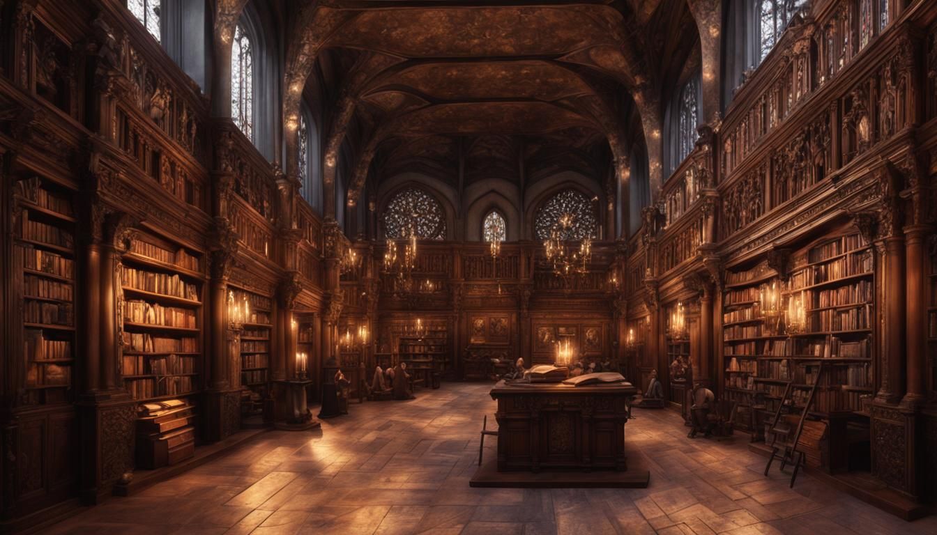 Medieval Library with candle light - AI Generated Artwork - NightCafe ...