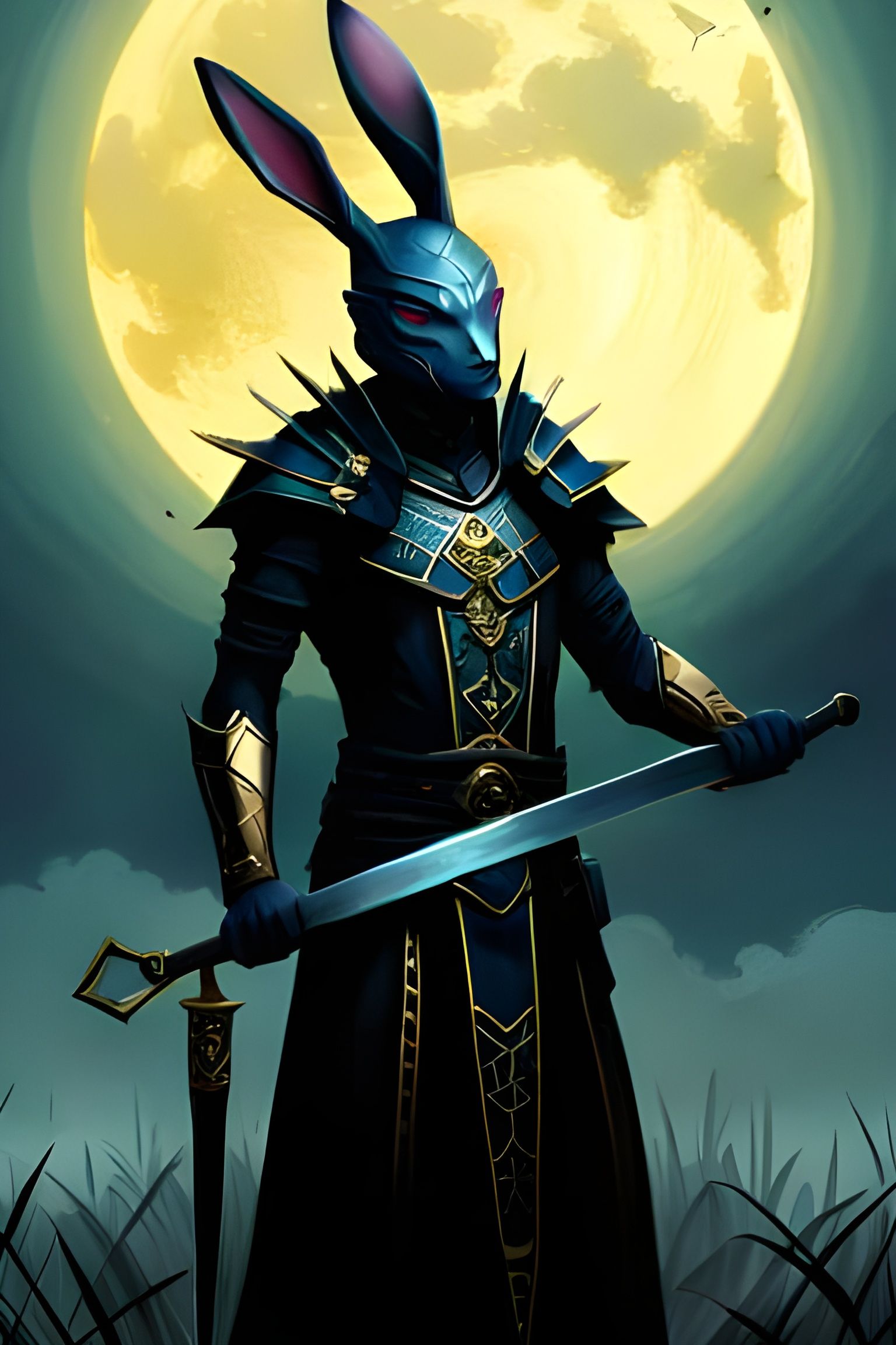 Moon Rabbit Assassin - AI Generated Artwork - NightCafe Creator