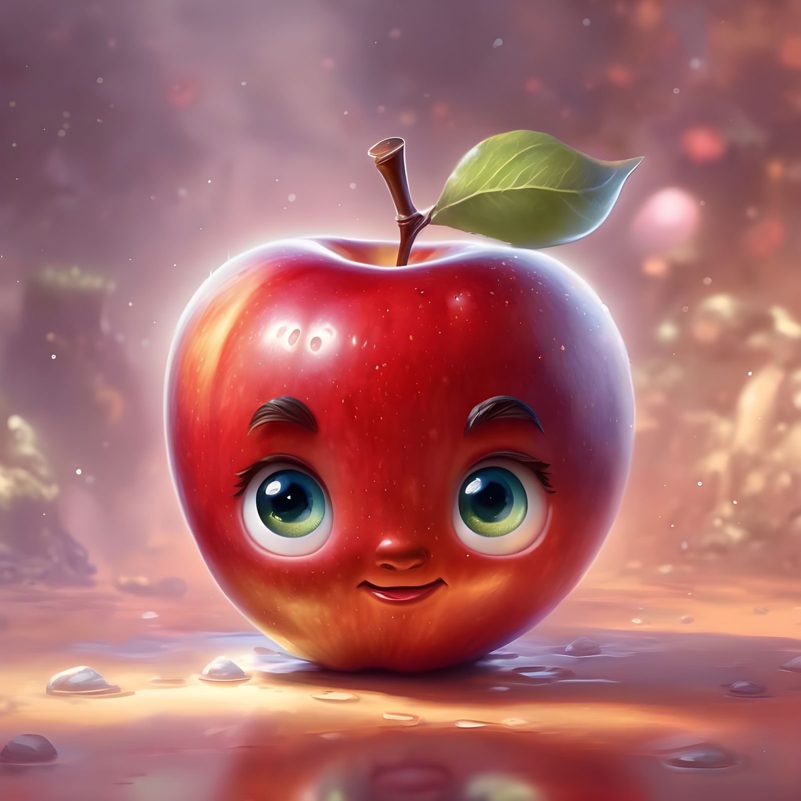 Whimsical Apple Portrait in Ethereal Fantasy Style - AI Art