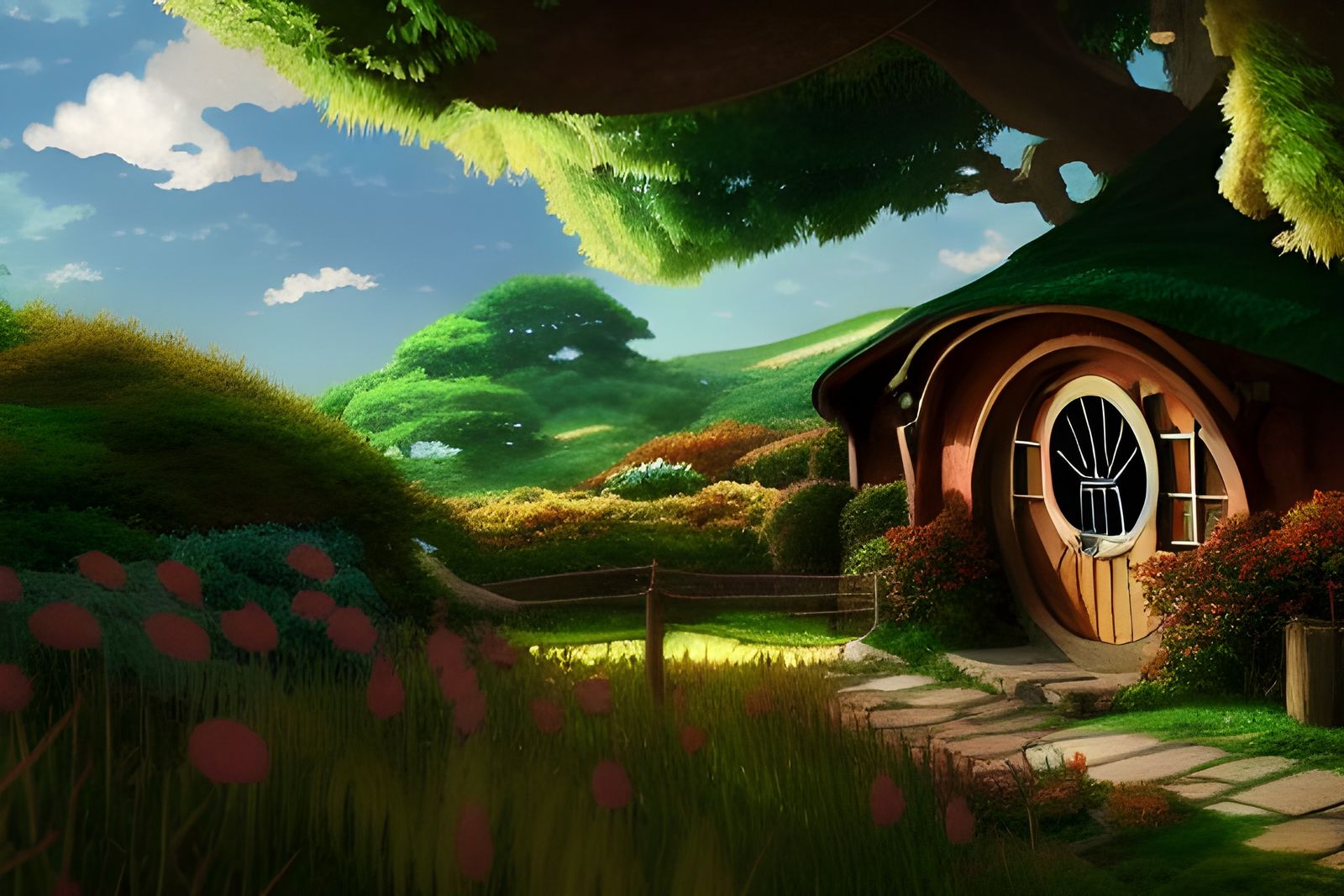 Frodo in Hobbiton, Studio Ghibli, Anime Key Visual, by Makoto Shinkai ...