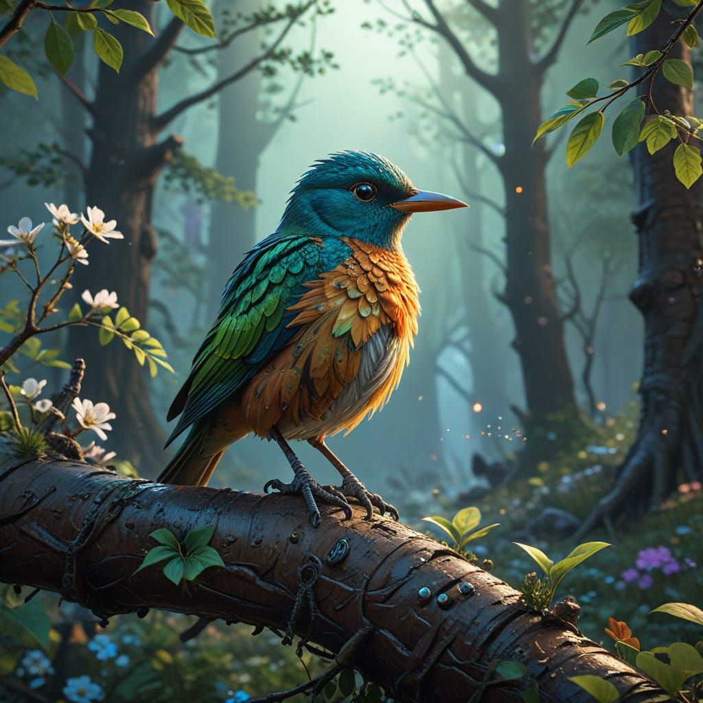 Majestic Spring Tree in Soft Morning Light, Delica... - AI Art