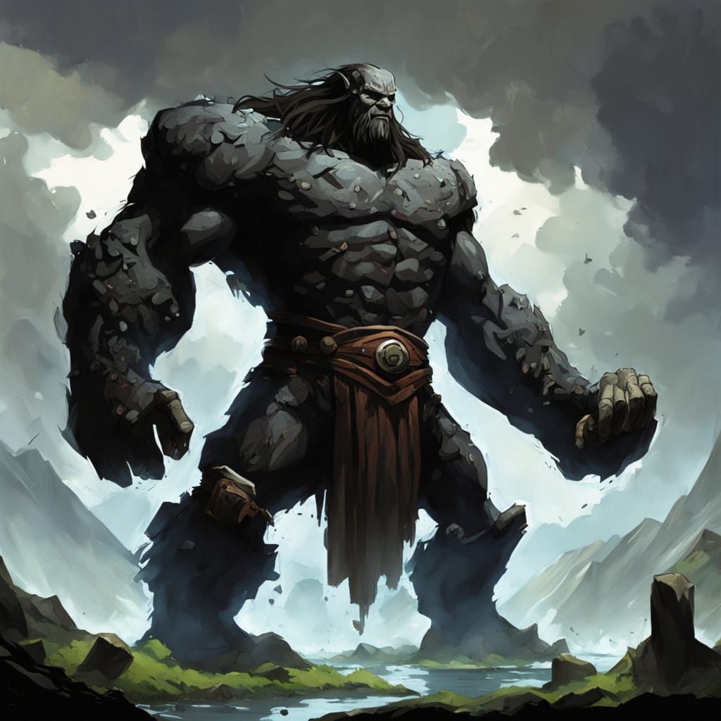 Powerful Earth Elemental Digs Titanic Moat - AI Art