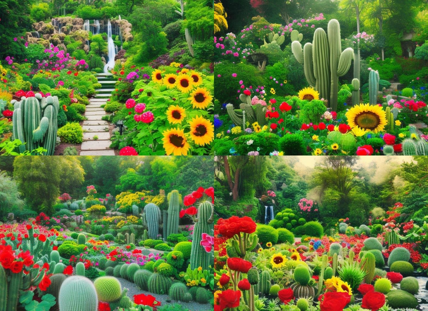 Gardens - Ethereal Garden with Waterfall and Flowers