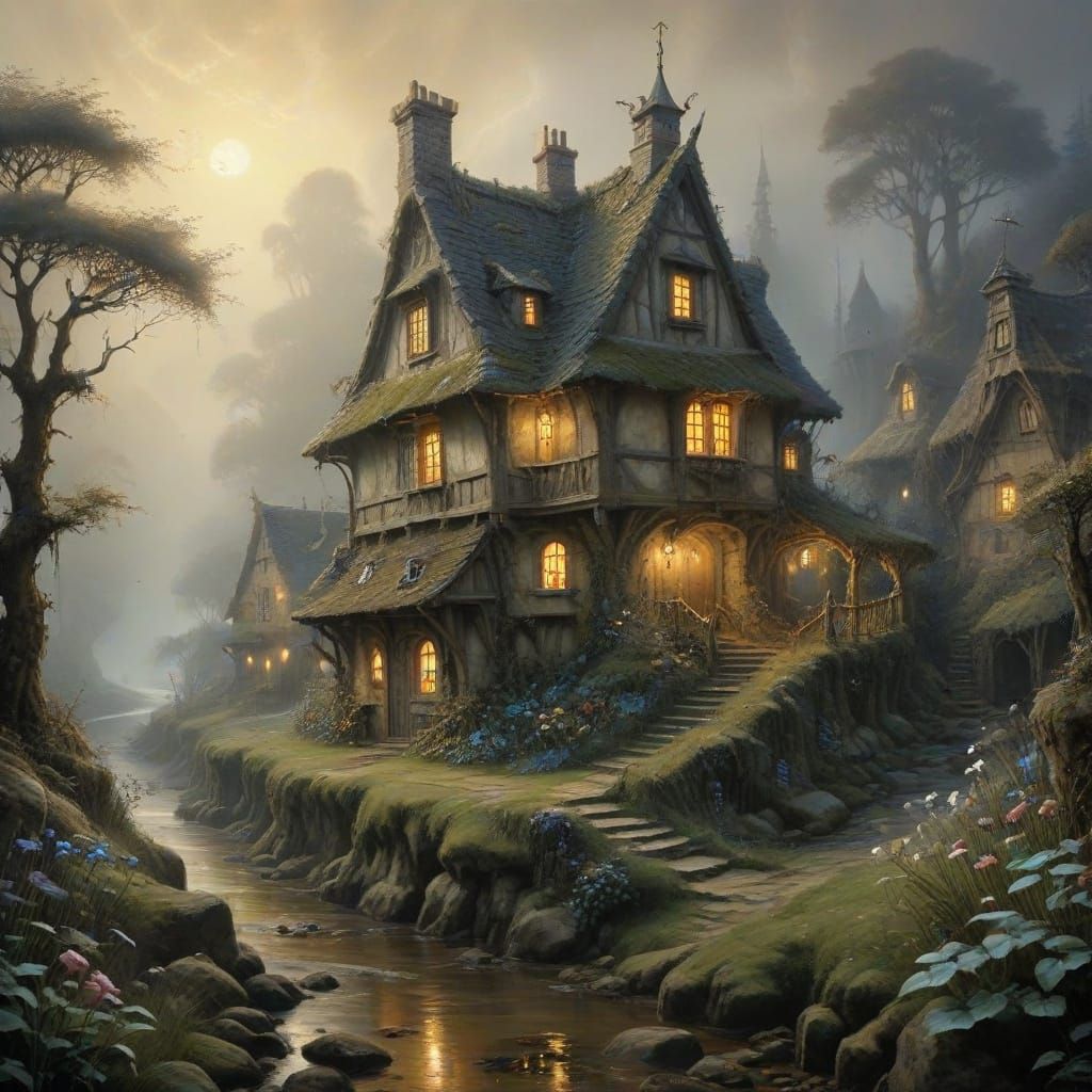 Once Upon a Time - Whimsical Village Shrouded in Mystical M...