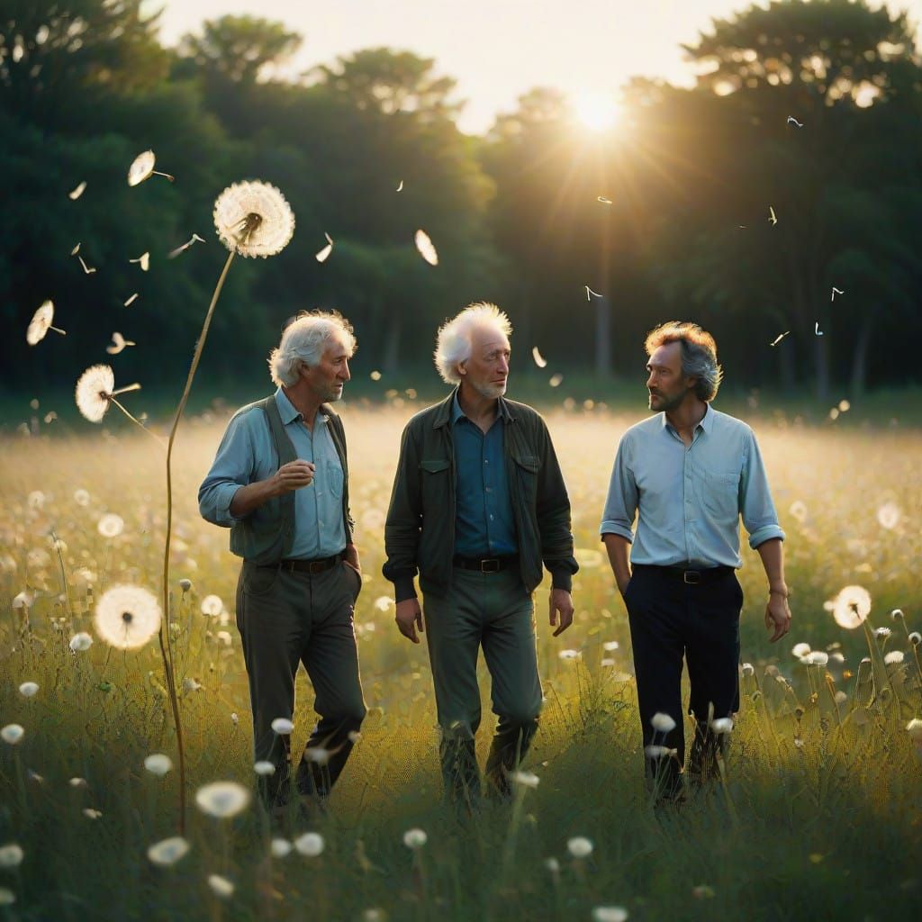 Dandelions Dance in Ethereal Evening Light - AI Art