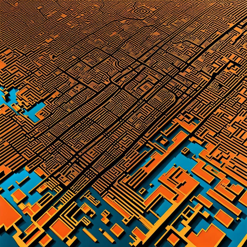 geometric shapes “City Map: 1.1”, high quality CGI VFX fine art ...