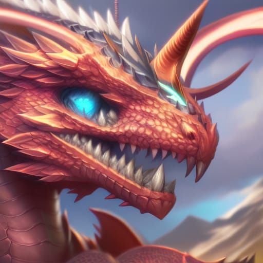 large dragon, gray eyes, large horns, 8k resolution, portrait, CGI ...