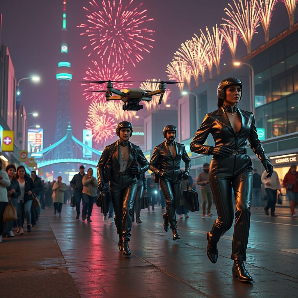 dreams of the future - Humans in Futuristic Runway Suits Nav...