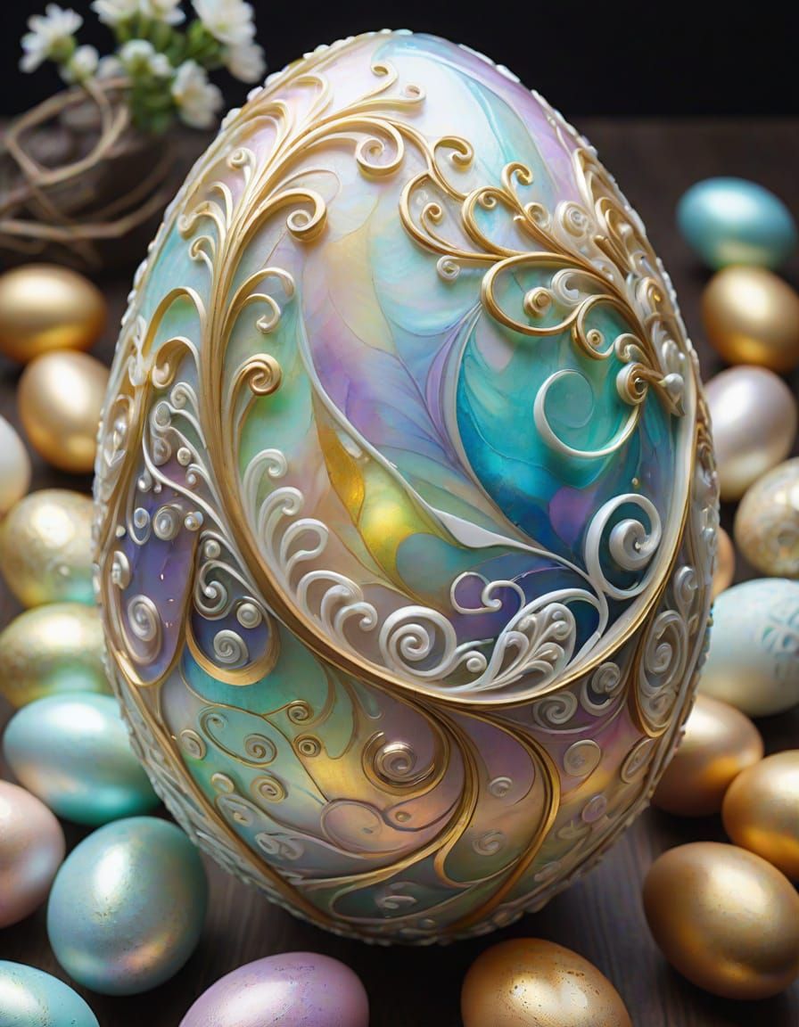 Iridescent Easter Egg Design in Whimsical Fantasy ... - AI Art