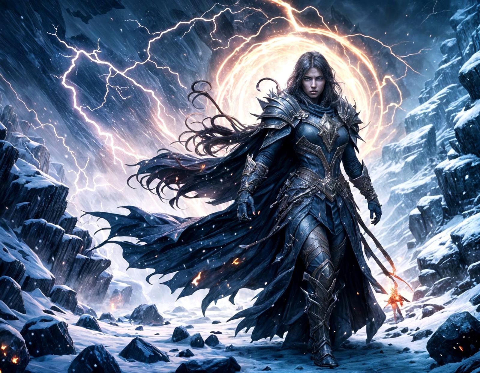 Mage-Guard - Dark Fantasy Warrior in Icy Wasteland