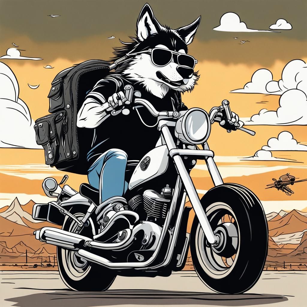 wolf on motorcycle 1 - AI Generated Artwork - NightCafe Creator