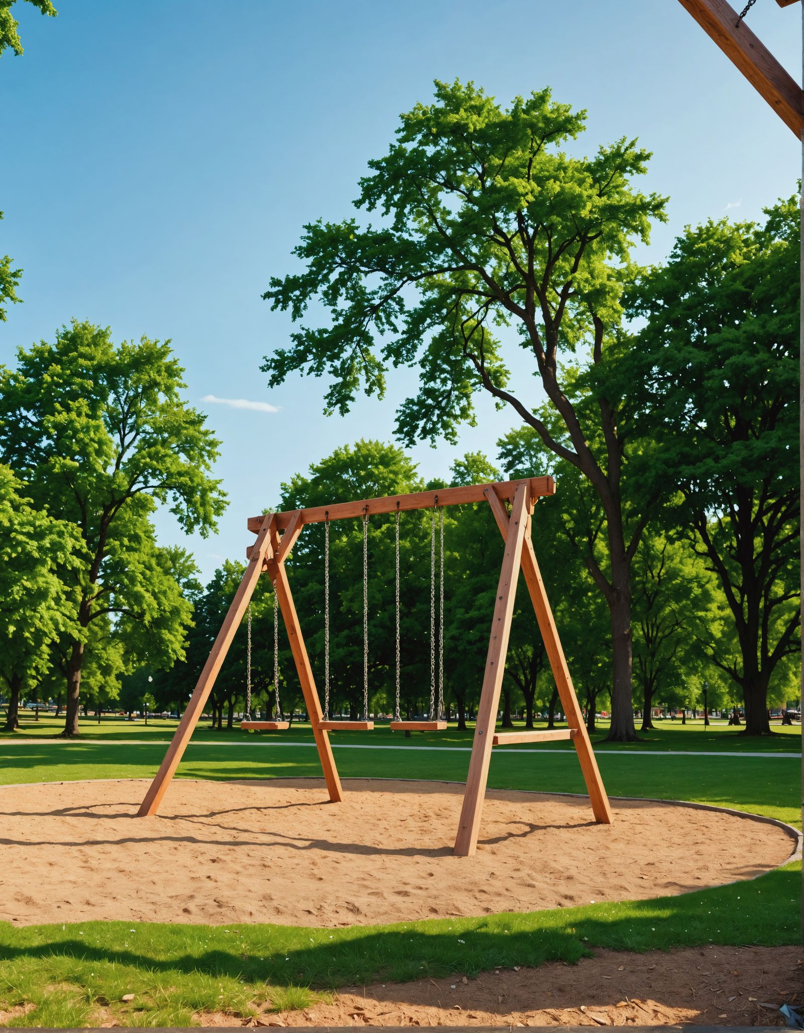 Vibrant City Park Swing Set in Hyperrealistic Deta... - AI Art