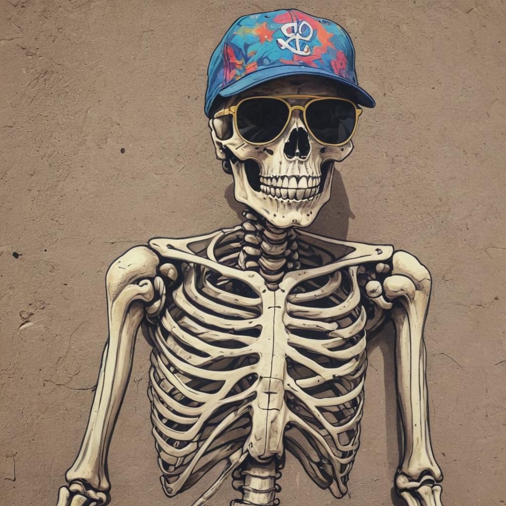 Graffiti Skeleton in Cool Shades - AI Art