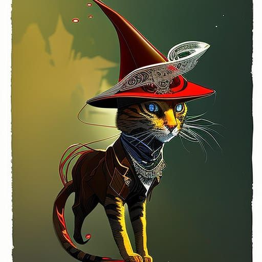 Spunky cat in the hat - AI Generated Artwork - NightCafe Creator