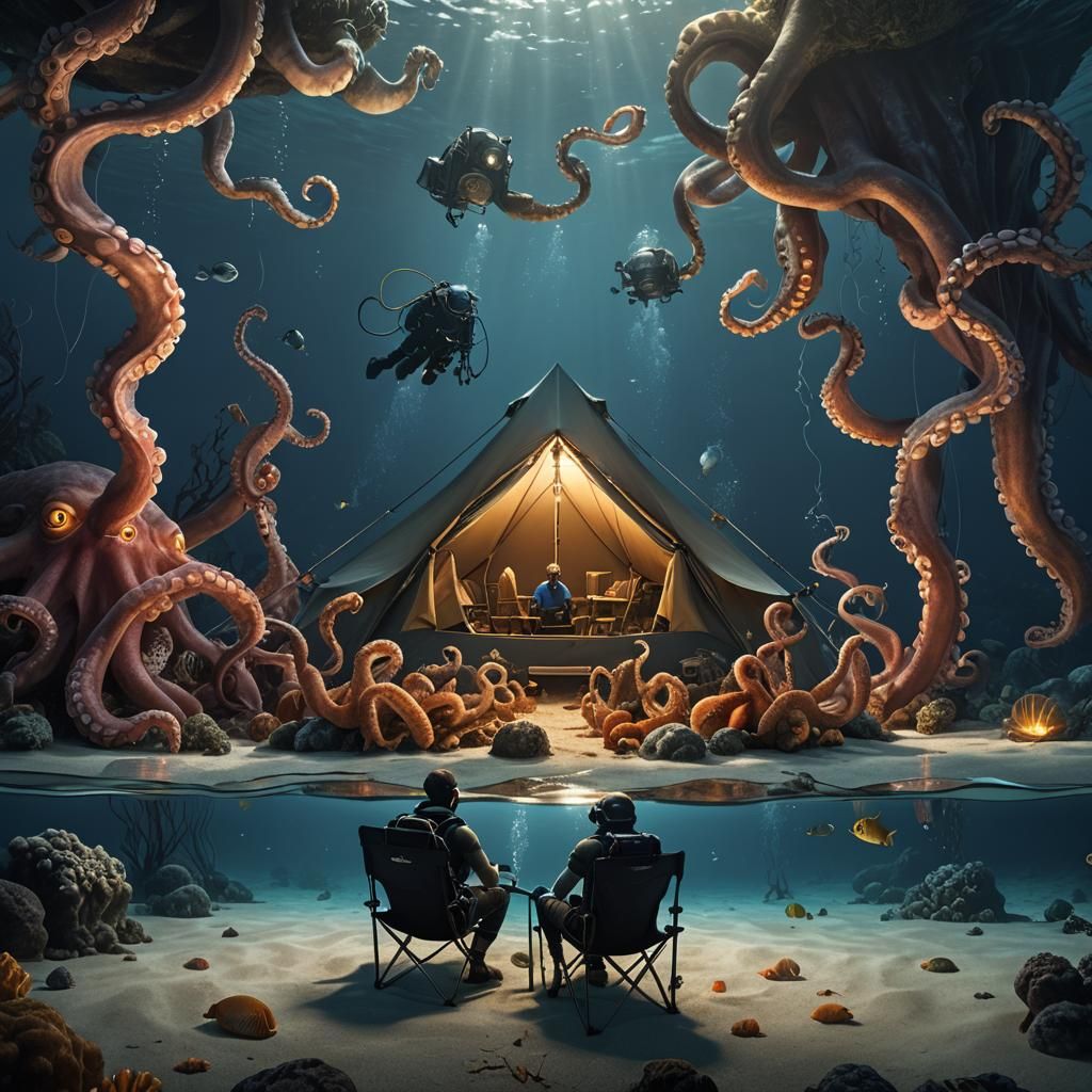 Camping Underwater - AI Generated Artwork - NightCafe Creator
