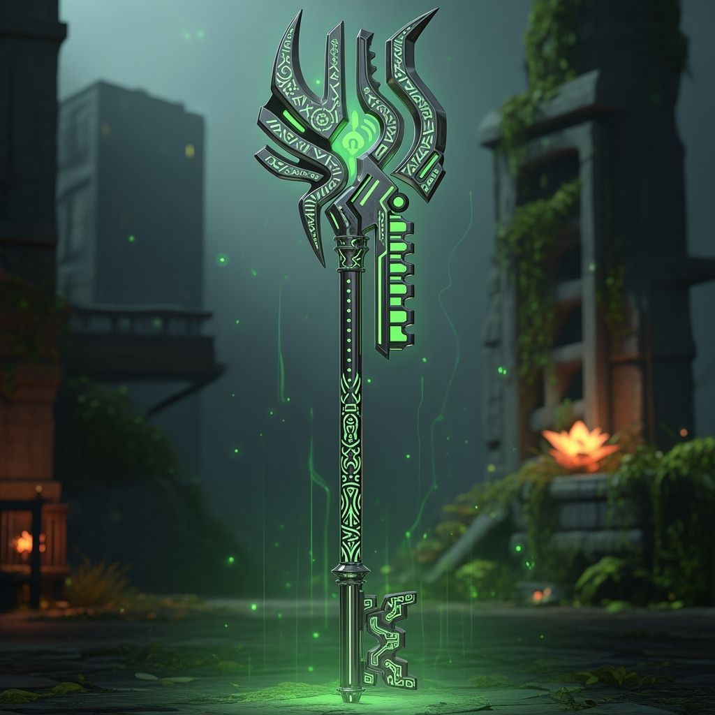 Mystical Keyblade Staff with Glowing Accents - AI Art