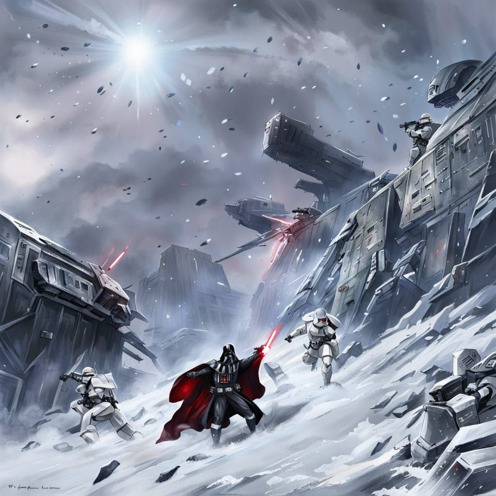 Darth Vader battle on hoth - AI Generated Artwork - NightCafe Creator